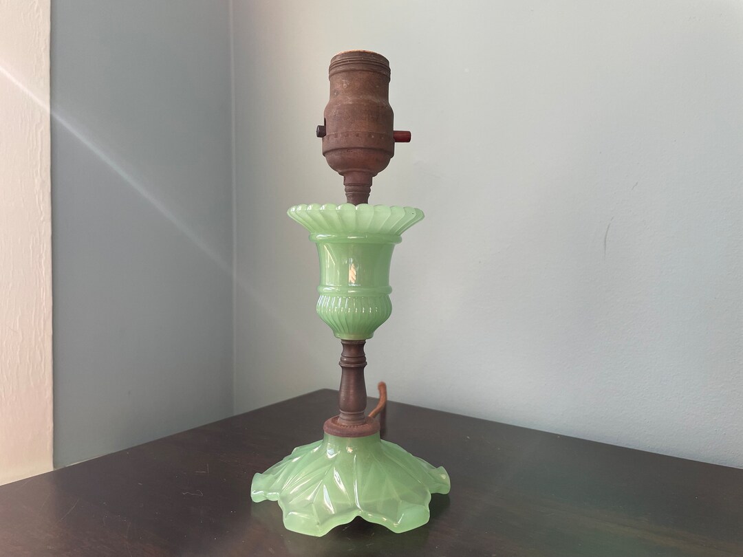 Vintage Jadeite Lamp Jadite Lamp Small Jadeite Lamp Green Glass Lamp ...