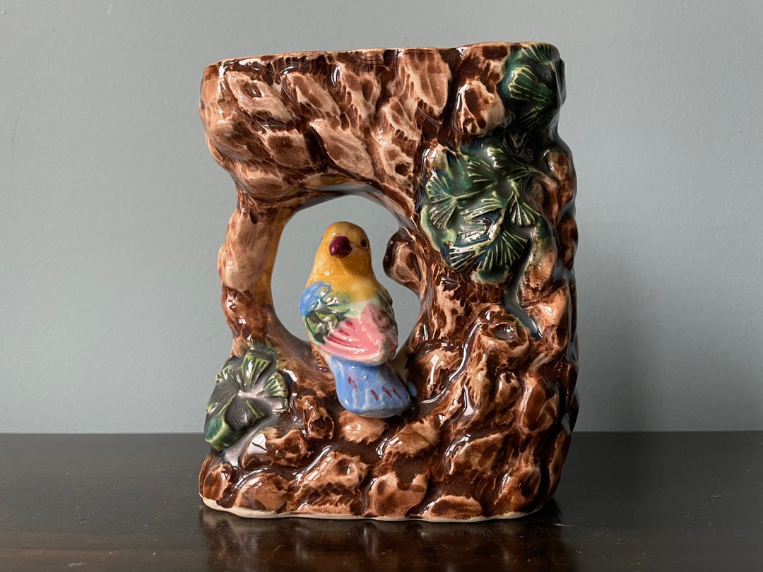 Vintage Bird Vase Tree Pine Tree Florart Japan - Etsy