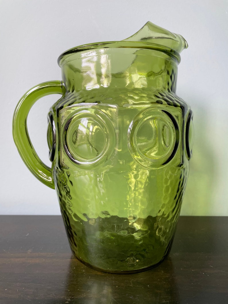 Vintage Anchor Hocking Glass Pitcher Heritage Hill Bullseye - Etsy