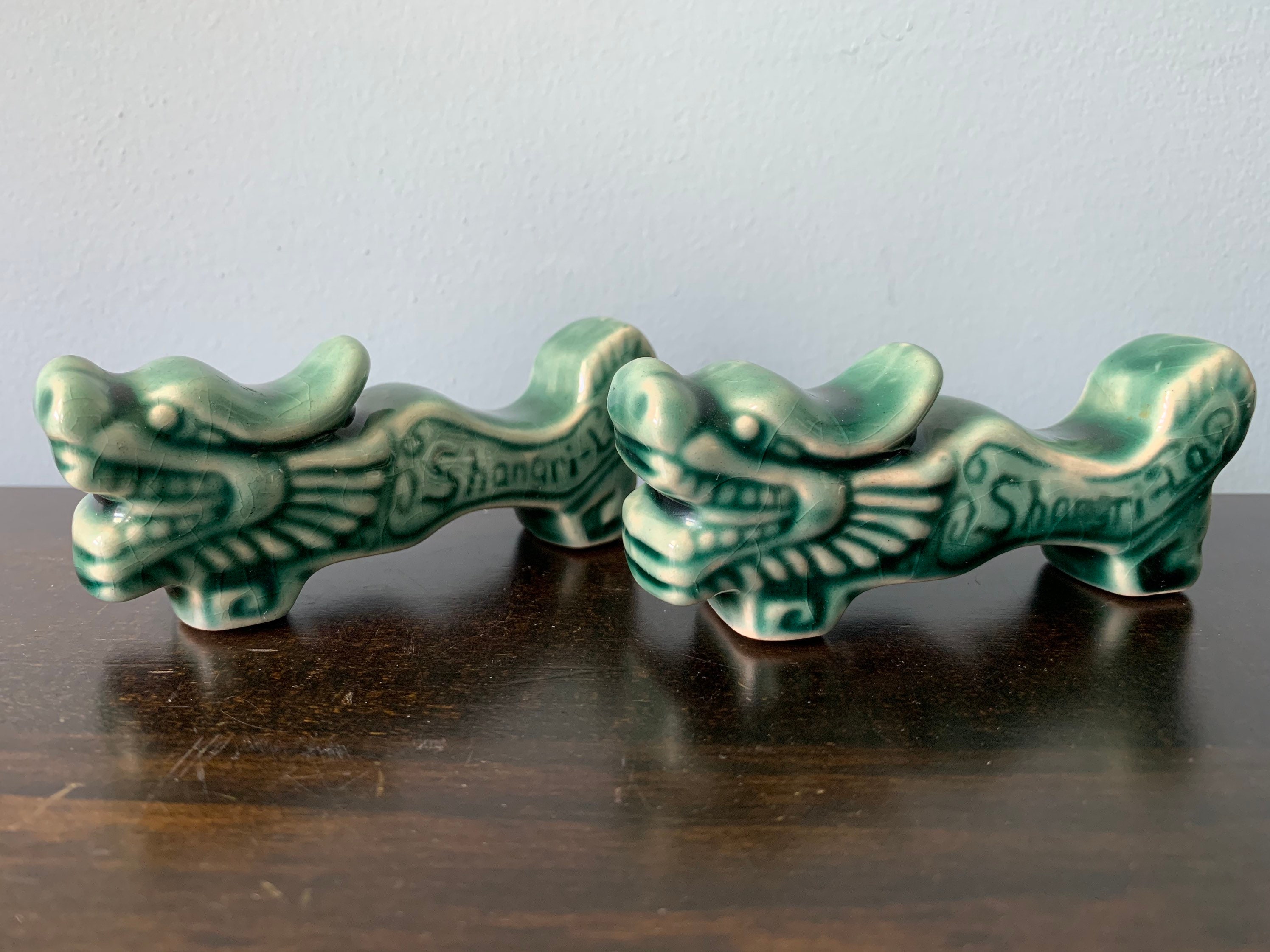 Vintage Porcelain Chinese Dragon Figurine Shangri La Green | Etsy