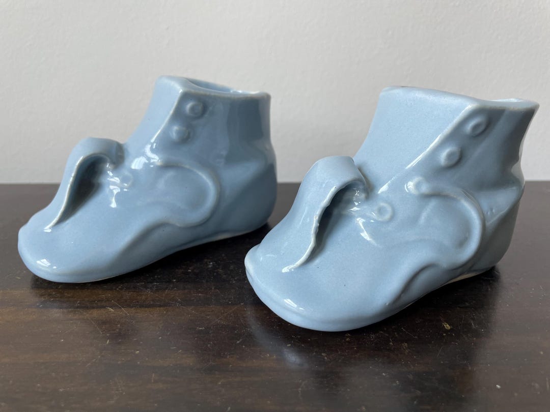 Vintage Pottery Baby Shoe Booty Planter Blue Pair - Etsy