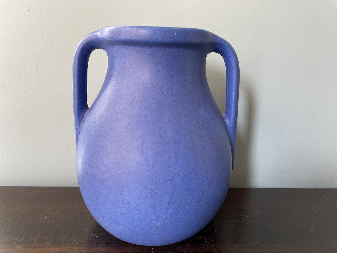 Burley Winter Pottery Vase Handles Arts and Crafts Vintage Ceramic Blue ...