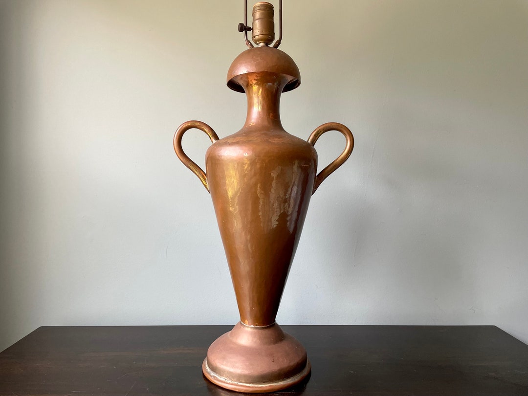 Antique Copper Table Lamp Hammered Copper Lamp Vintage Hammered Copper ...