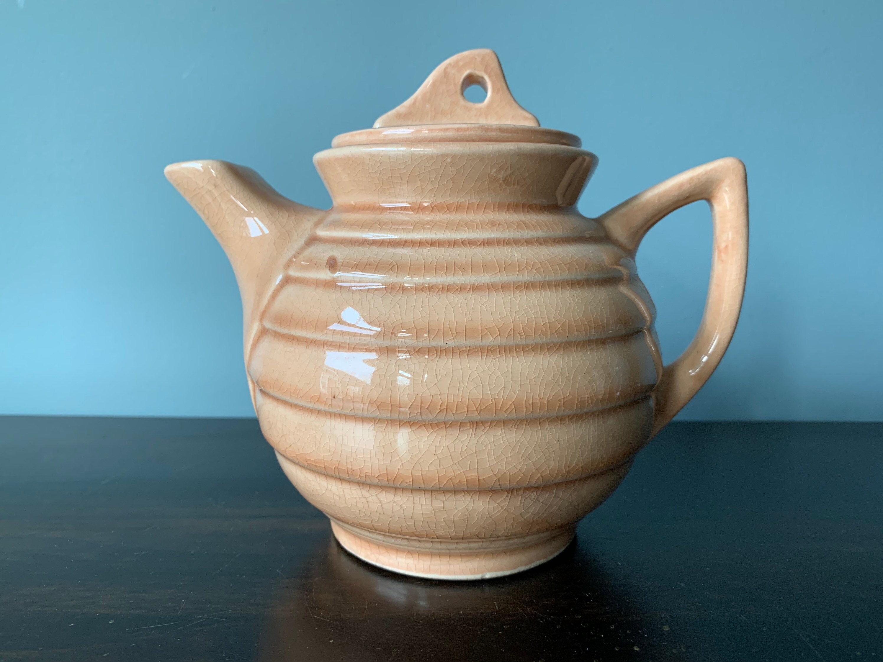 Vintage Brush Pottery Teapot Banded 1940s - Etsy