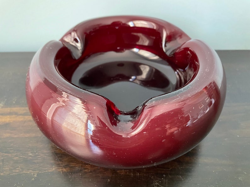 Vintage Blenko Glass Round Ashtray Ruby Red Ashtray Red Ruby - Etsy