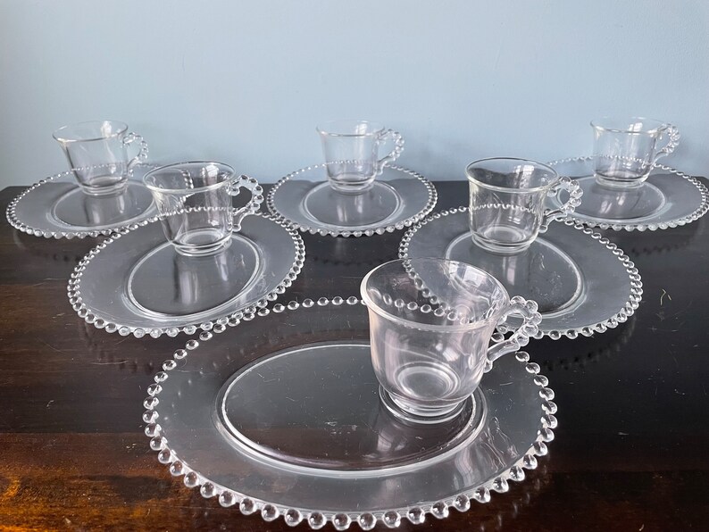 Vintage Candlewick Snack Set Imperial Candlewick Oval Snack Plate Cup ...