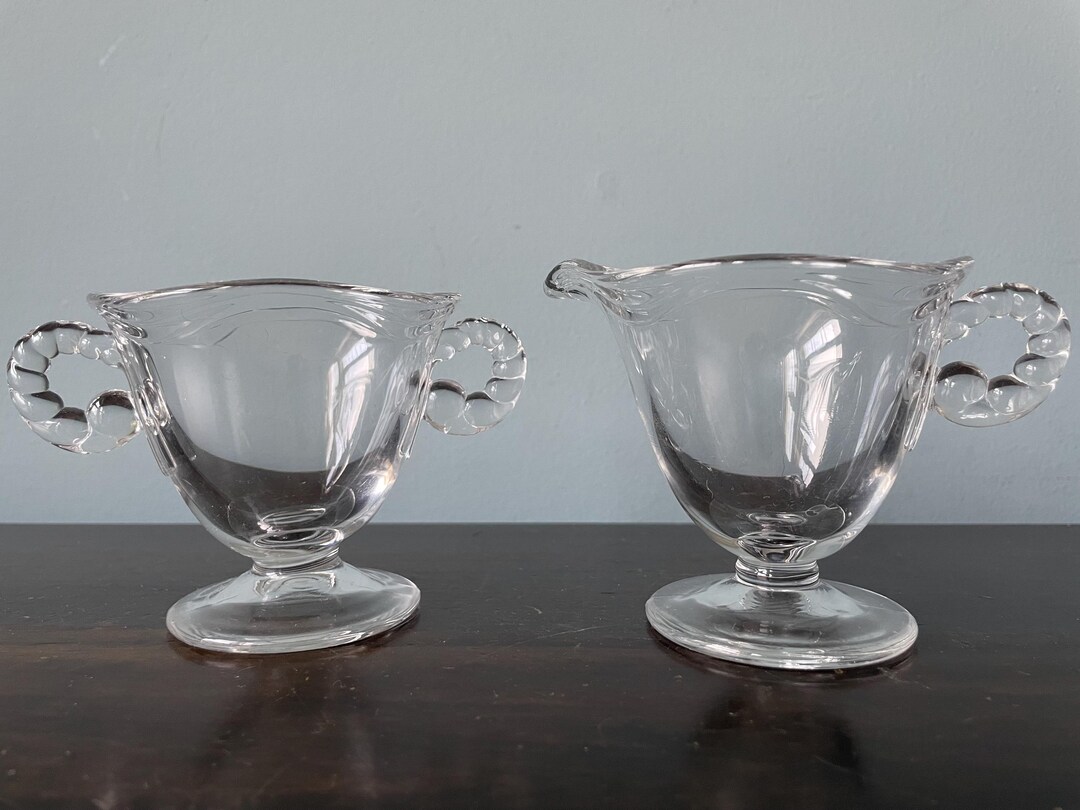 Vintage Creamer and Sugar Candlewick by Imperial Glass Footed Clear ...