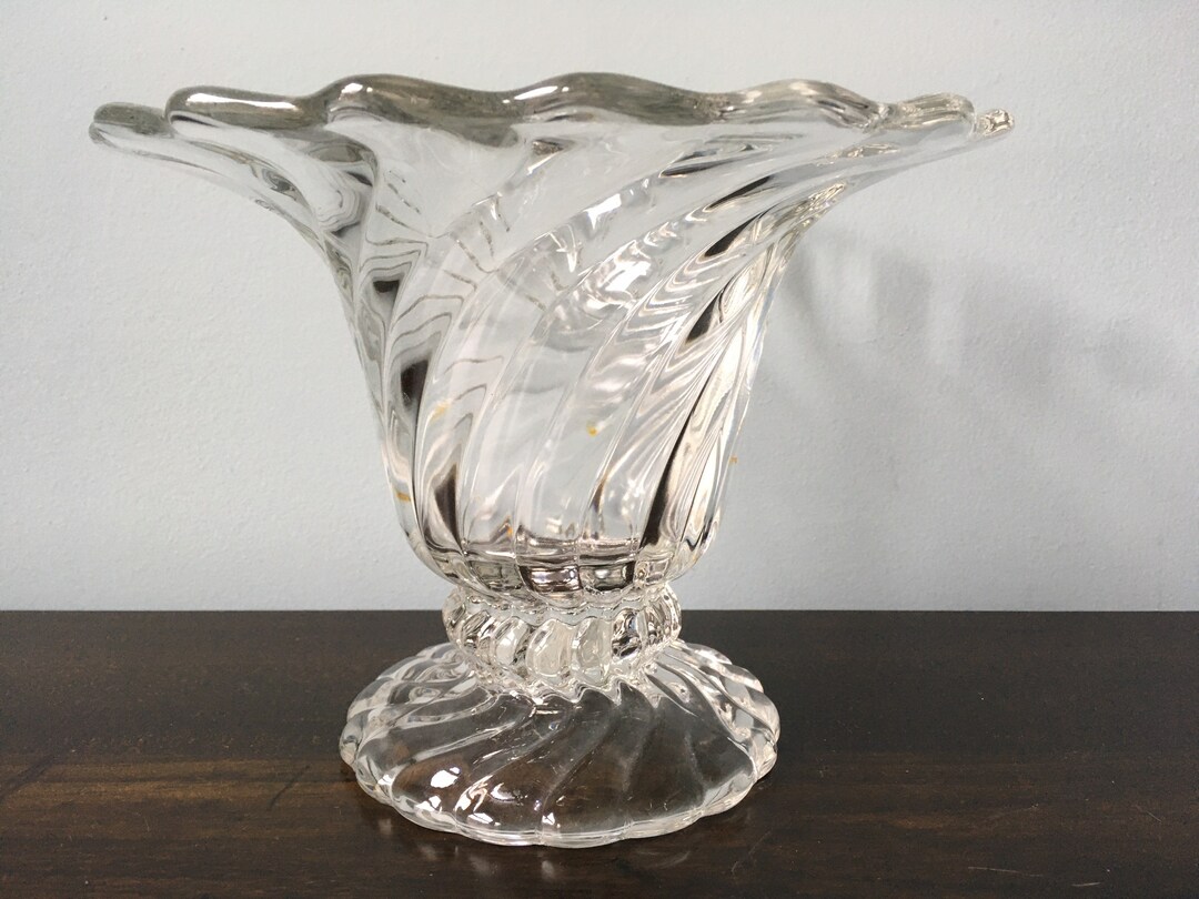 Vintage Fostoria Colony Crystal Vase Flared Swirl Large Glass - Etsy