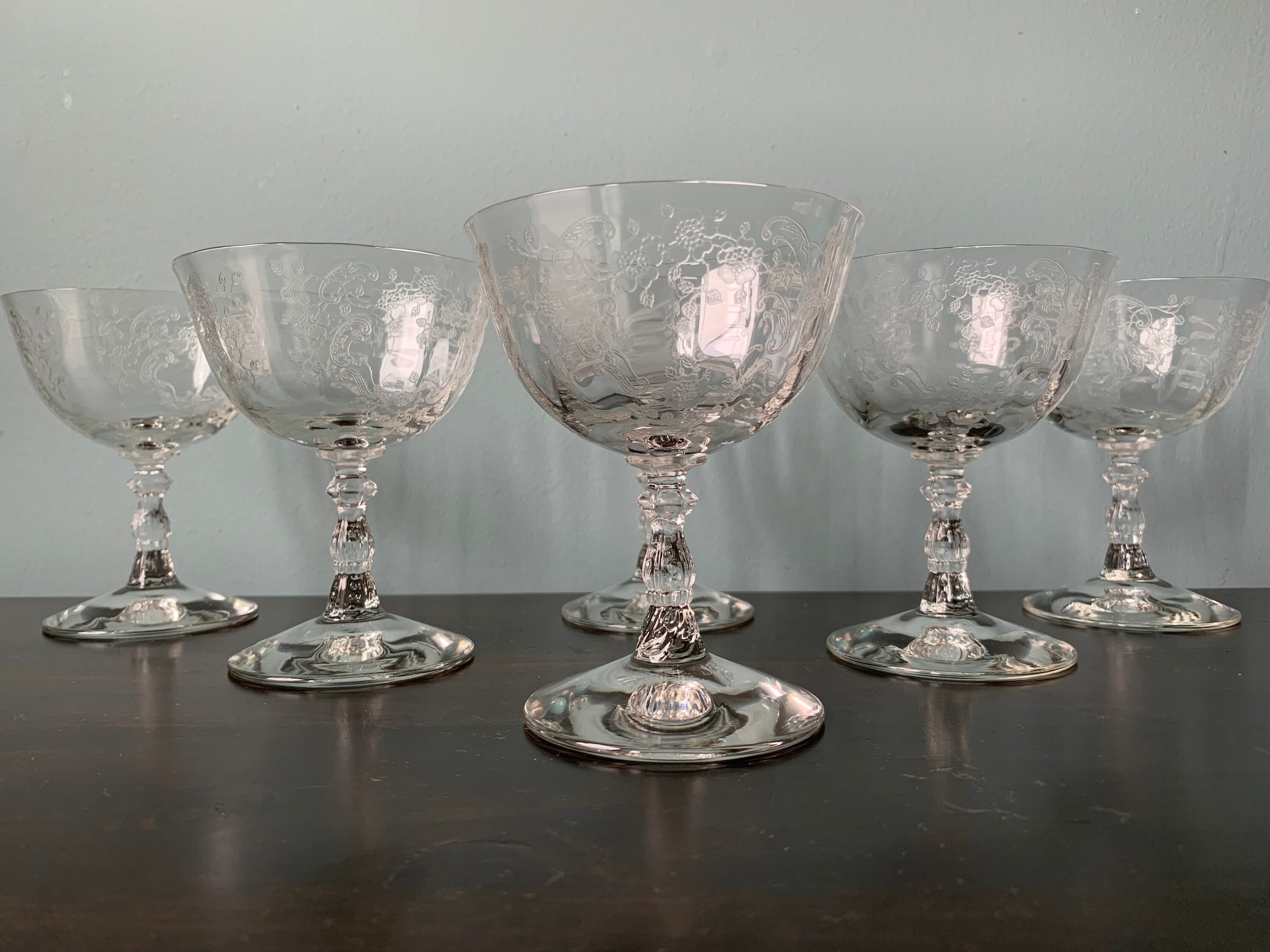 Vintage Fostoria Meadow Rose Sherbet Stemmed Etched Optic | Etsy