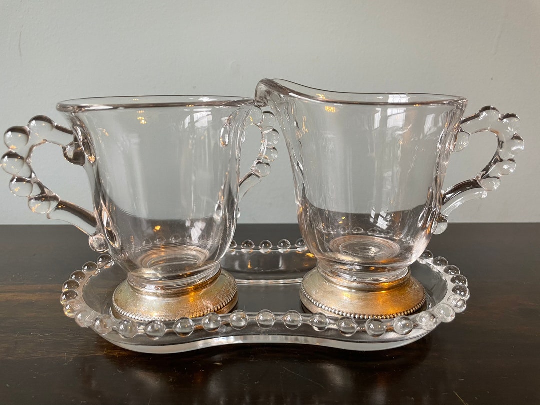 Vintage Creamer and Sugar Candlewick by Imperial Glass Sterling Silver ...