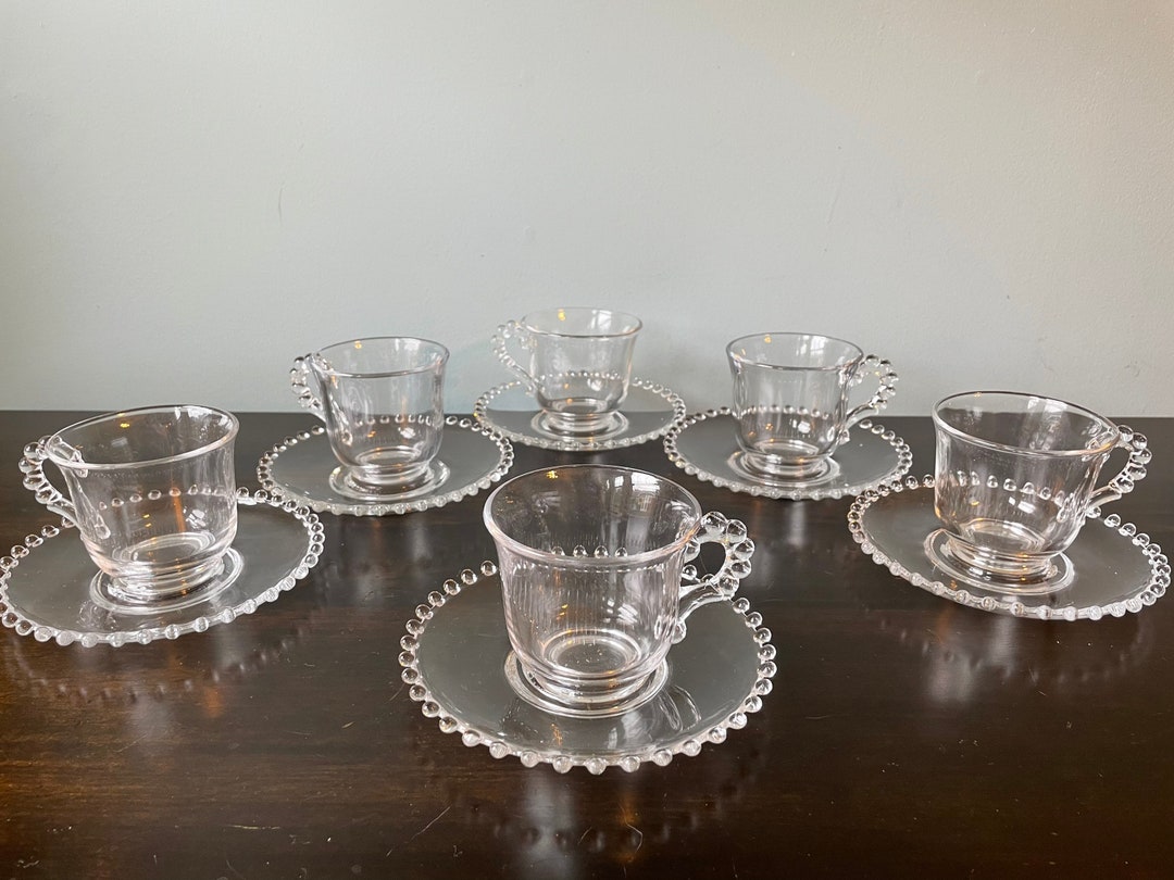 Vintage Candlewick Cup and Saucer Imperial Glass Clear Beads Beaded ...