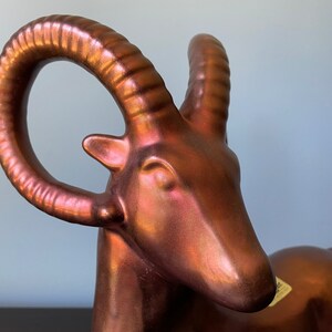 Vintage Royal Haeger Ram Sculpture Statuette Figural Copper Glaze Large ...