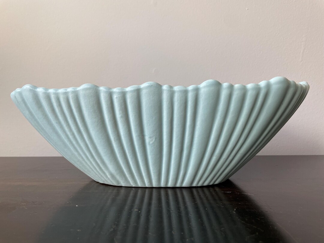 Vintage Terrace Ceramics Pottery Dish Planter Fluted Fan Matte Aqua ...