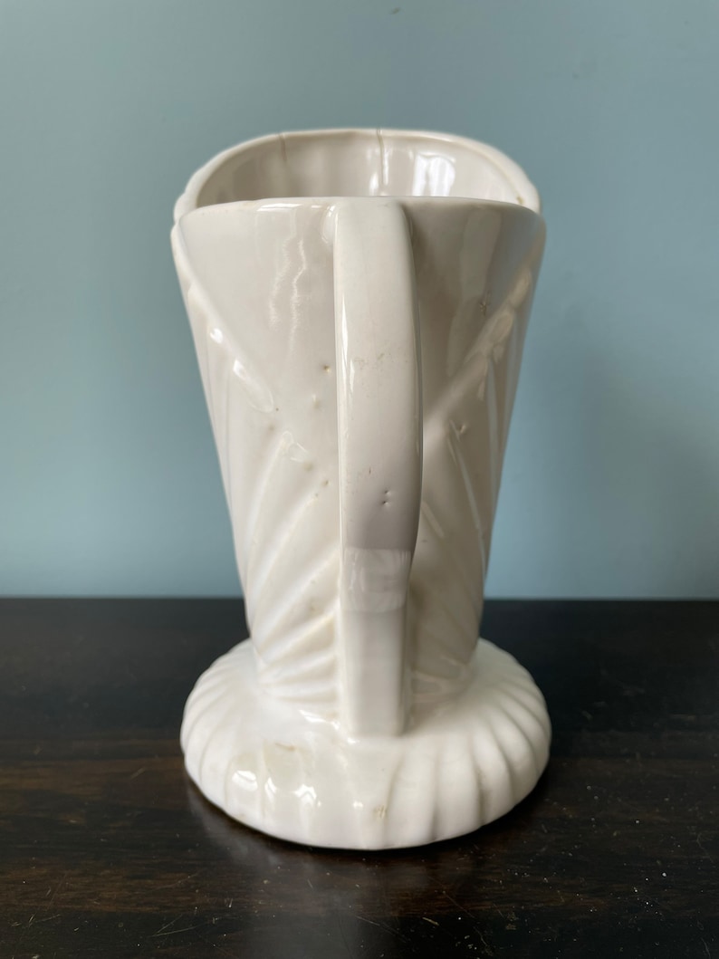 Vintage Pottery Pitcher Vase Art Deco Shell Fan Pitcher - Etsy