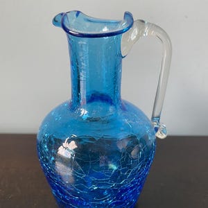 Vintage Pilgram Glass Miniature Pitcher Crackle Glass Pitcher Hand ...