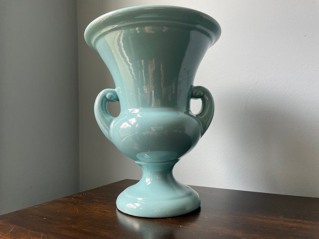 Vintage Haeger Pottery Large Aqua Trophy Urn Vase - Etsy