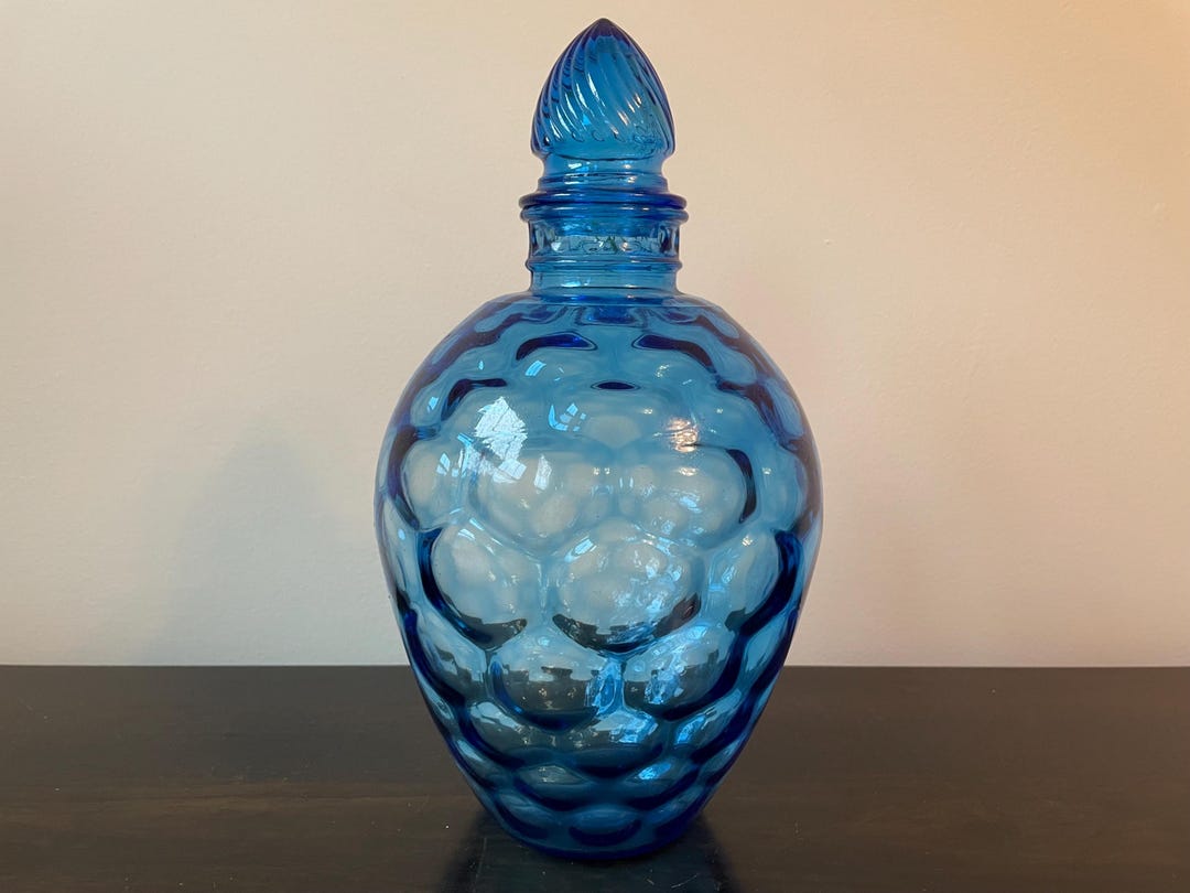 Vintage Wheaton Decanter Wheaton Glass Decanter Blue Honeycomb Decanter ...