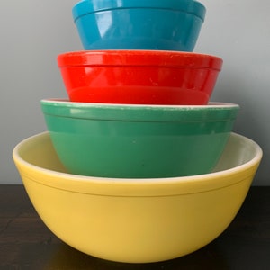 Pyrex Primary Colors Nesting Mixing Bowl Set of 4 Blue Red | Etsy
