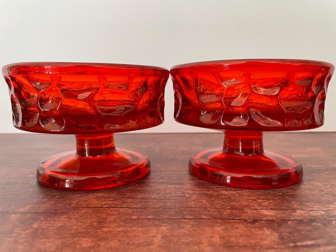 Fostoria Glass Pebble Beach Sherbet Flame Orange Footed Ben Seibel Mid ...