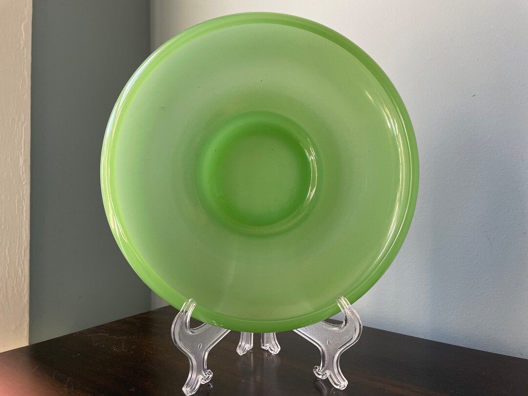 Vintage Fenton Jadeite Console Bowl, Vintage Fenton Green Glass Low ...