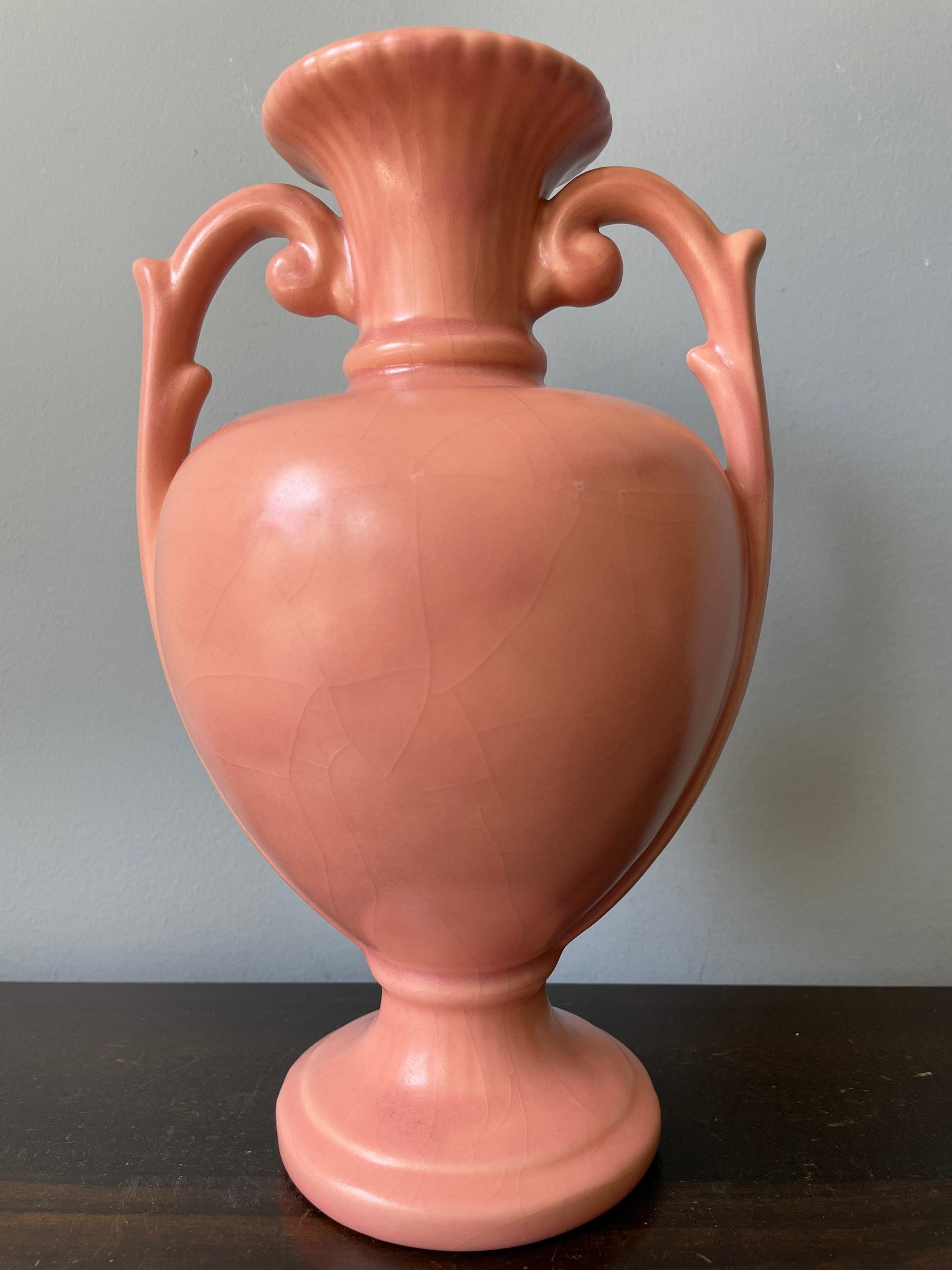 Vintage Haeger Pottery Vase Urn Scroll Handles Ribbed Neck - Etsy