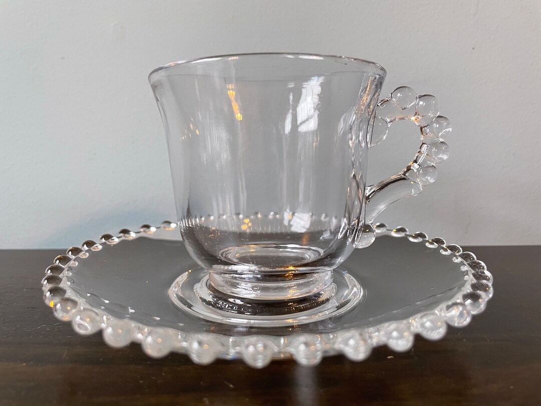 Vintage Candlewick Cup and Saucer Imperial Glass Clear Beads Beaded ...