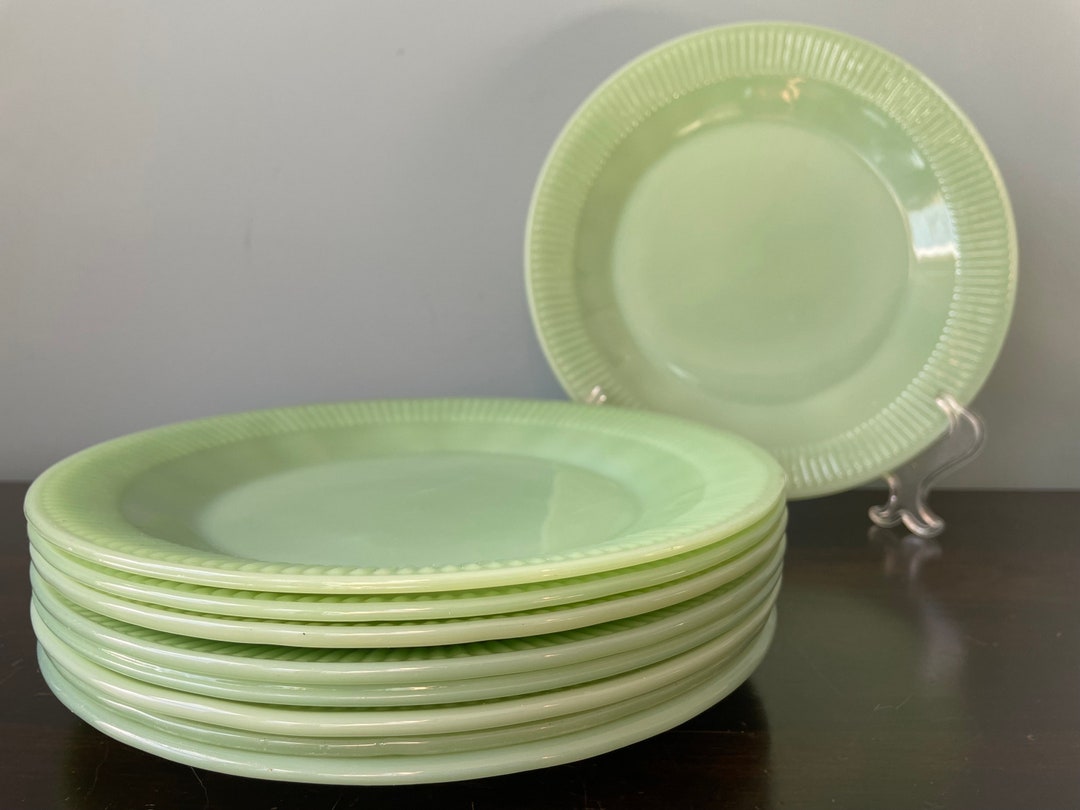 Vintage Fireking Fire King Jadeite Jane Ray Dinner Plate Plates Anchor ...
