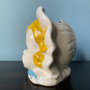 Vintage Ceramic Baby Head Planter Flower Pot Pottery Bonnet Infant Hull ...