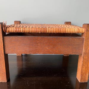 Antique Oak Stool Mission Stool Hand Woven Cane Seat Arts and Crafts - Etsy