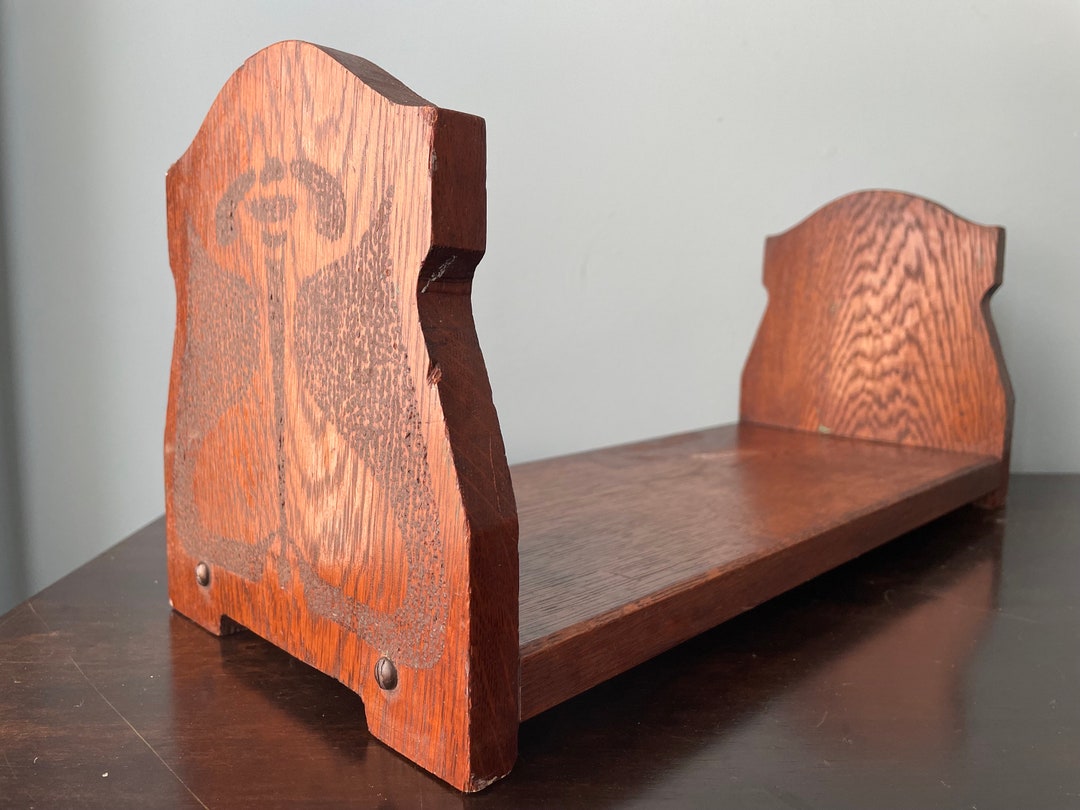 Vintage Arts and Crafts Bookshelf Book Rack Mission Oak Book Rack Table ...