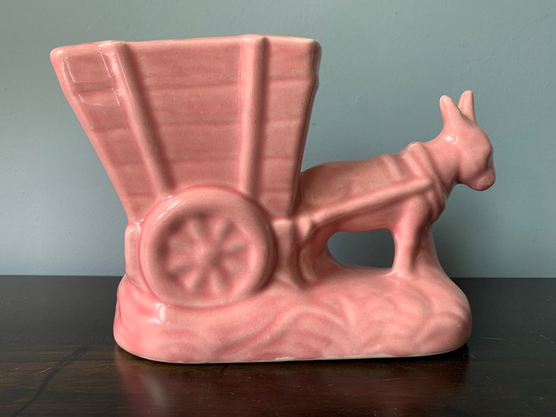 Vintage Cameron Clay Pottery Ceramic Burro Donkey Mule Pulling | Etsy