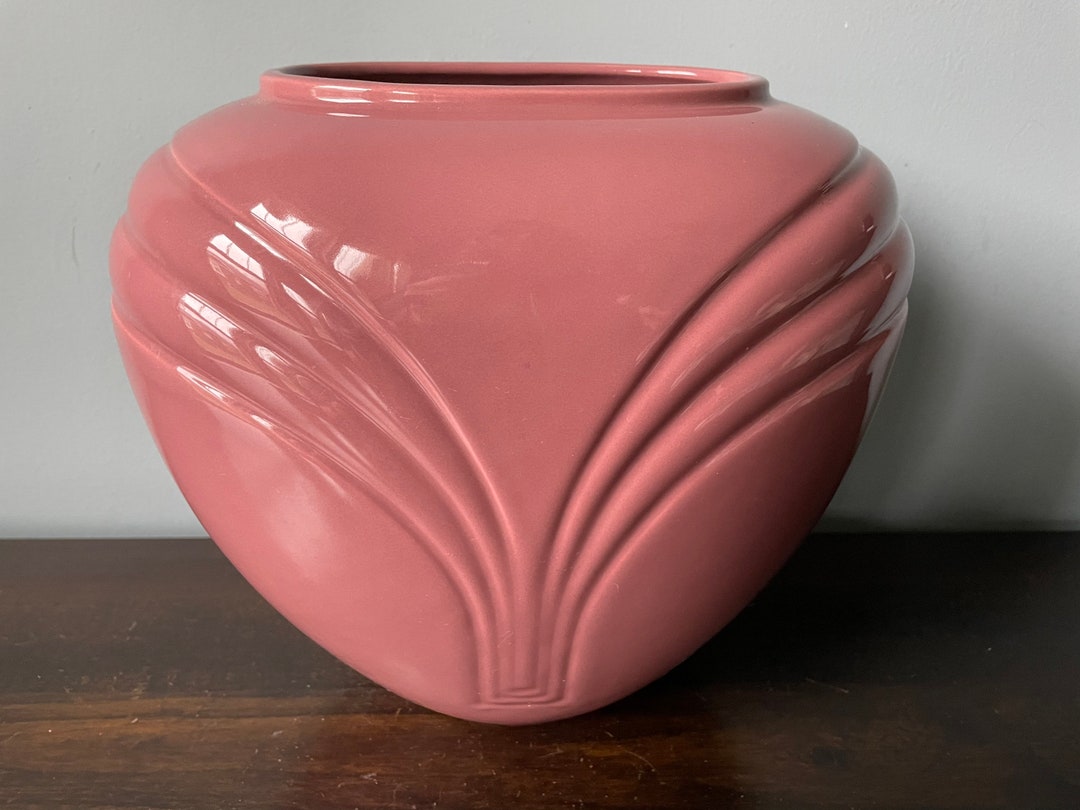 Vintage Haeger Pottery Vase Pillow Art Deco Vase Art Deco Revival Mauve ...