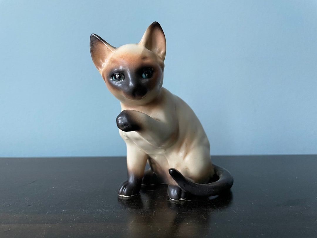 Vintage Lefton China Siamese Cat Planter Siamese Cat With Kitten ...