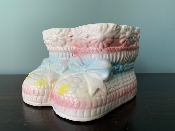Vintage Ceramic Planter Booties Baby Shoes Pink Blue | Etsy
