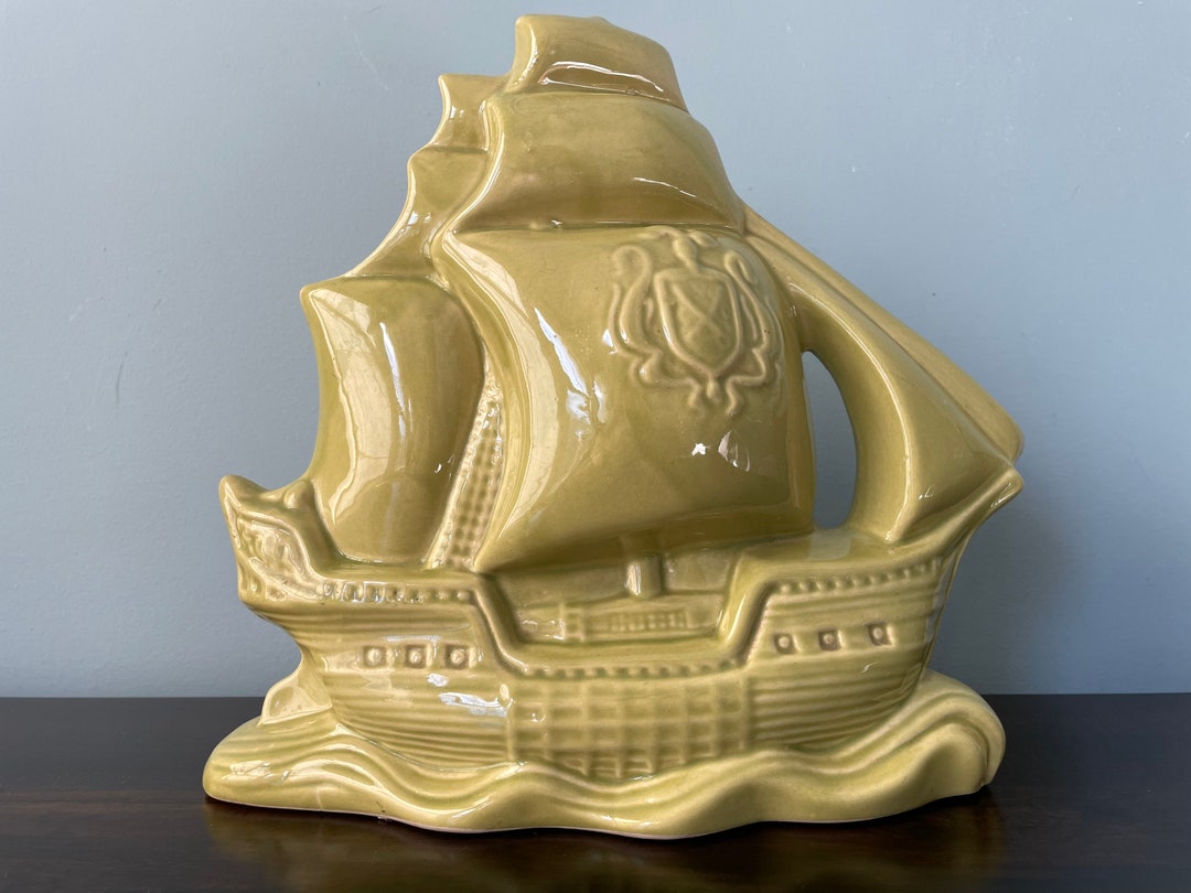 Vintage TV Ship Lamp Ship TV Lamp Ceramic Boat TV Lamp Pottery Vintage ...