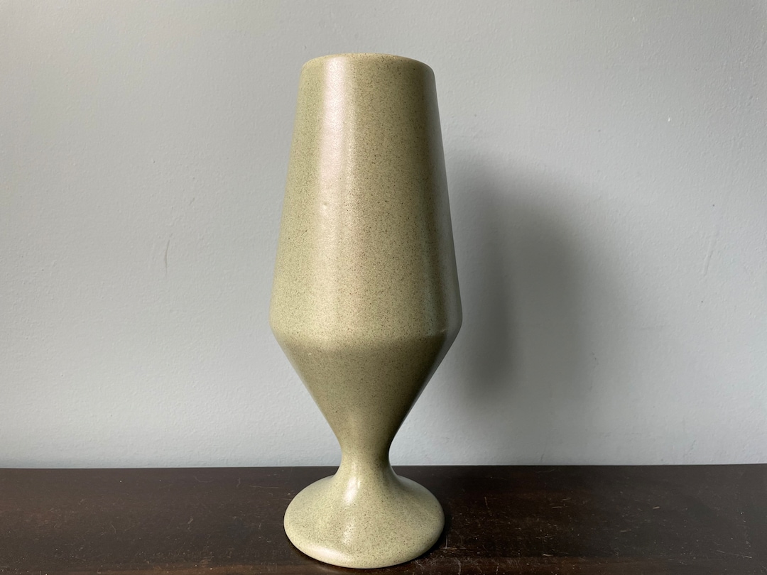Vintage Haeger Pottery Vase Round Green Speckled - Etsy