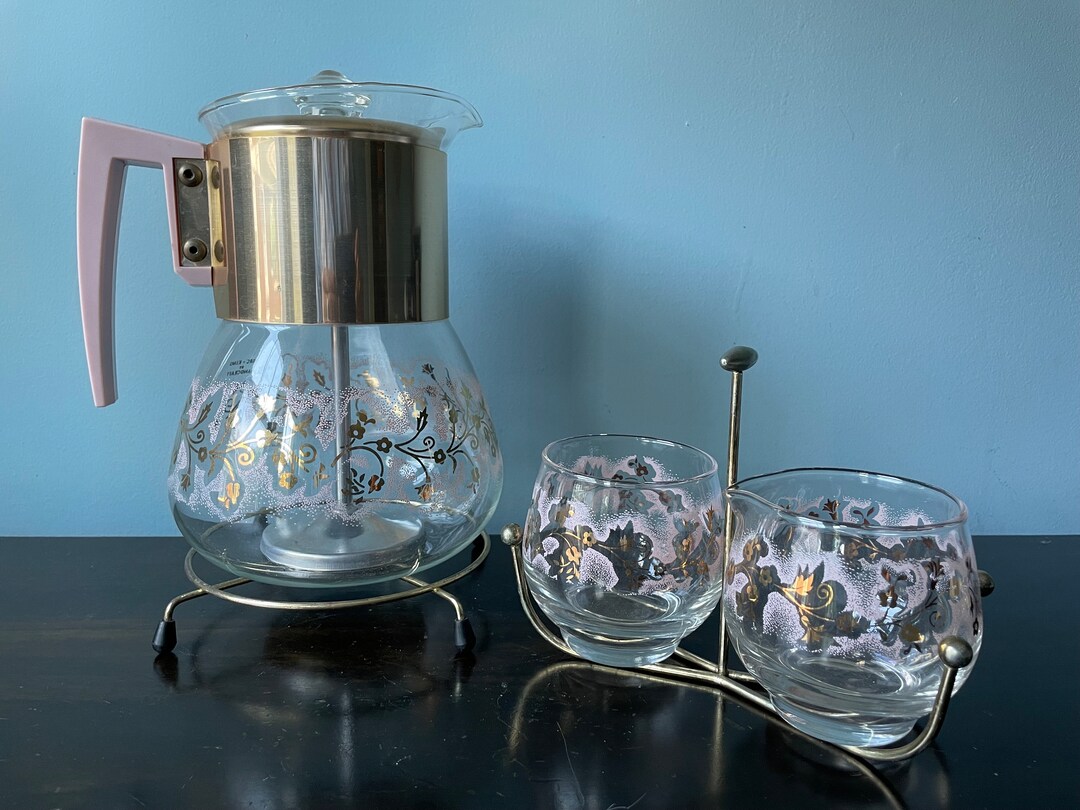 Vintage Percolator Perc-king by Handcraft Coffee Pot Duchess Pink Rose ...