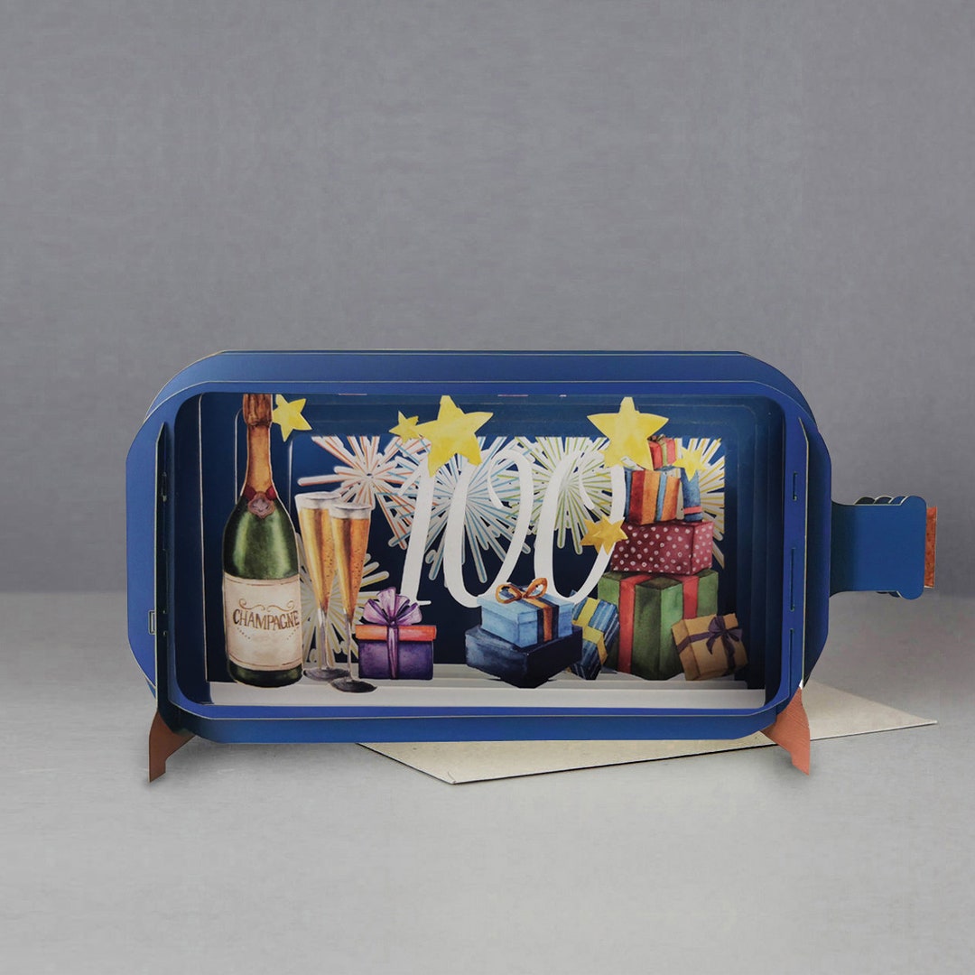 Pop up Card,100th Birthday,fireworks,age 100 Card,laser Cut Card,3d ...
