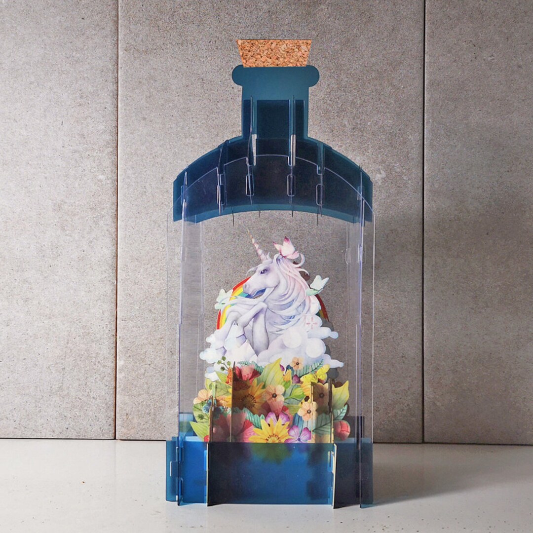3d Bottle Cards,unicorn,rainbow,birds,butterflies,clouds,fairytale ...