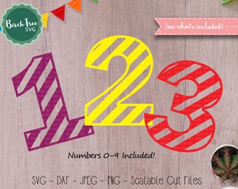 Striped number svg | Etsy