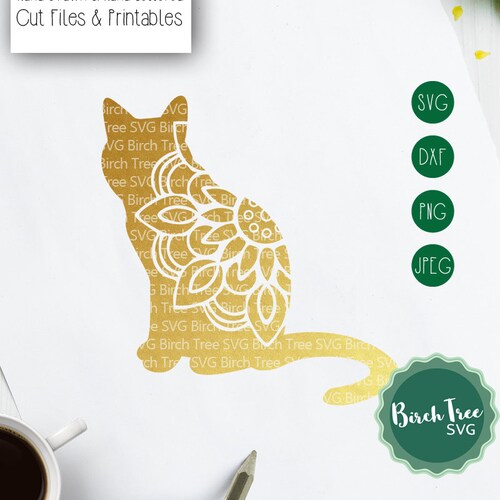 Cat Mandala Svg Cut File Cat Svg Floral Zentangle SVG Cat - Etsy