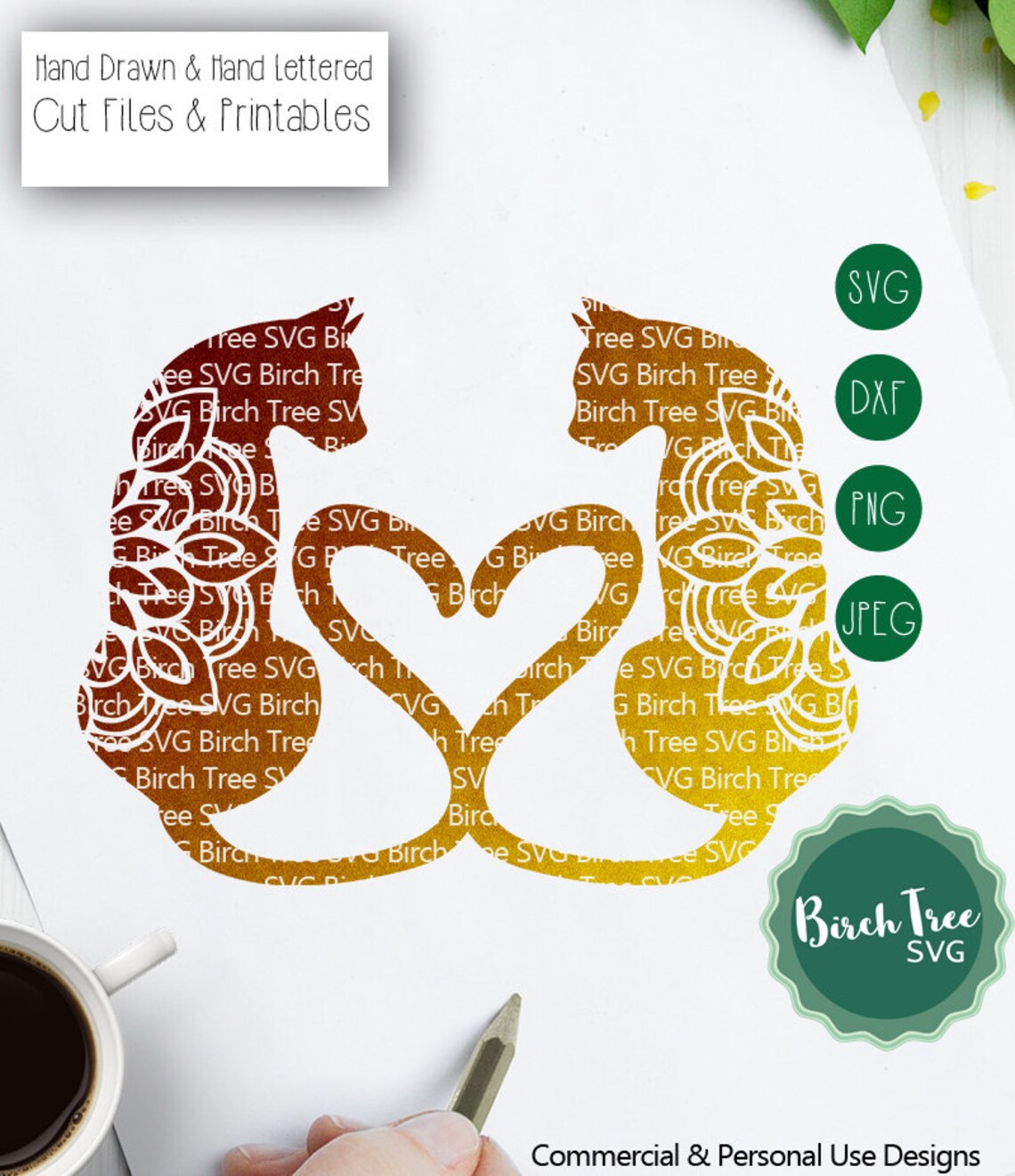 Cat Heart Svg Cat Mandala Svg Cut File Cat Svg Cat - Etsy