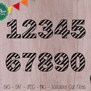 Striped Number Svg, Number Svg, Birthday Svg, Birthday Party Svg ...