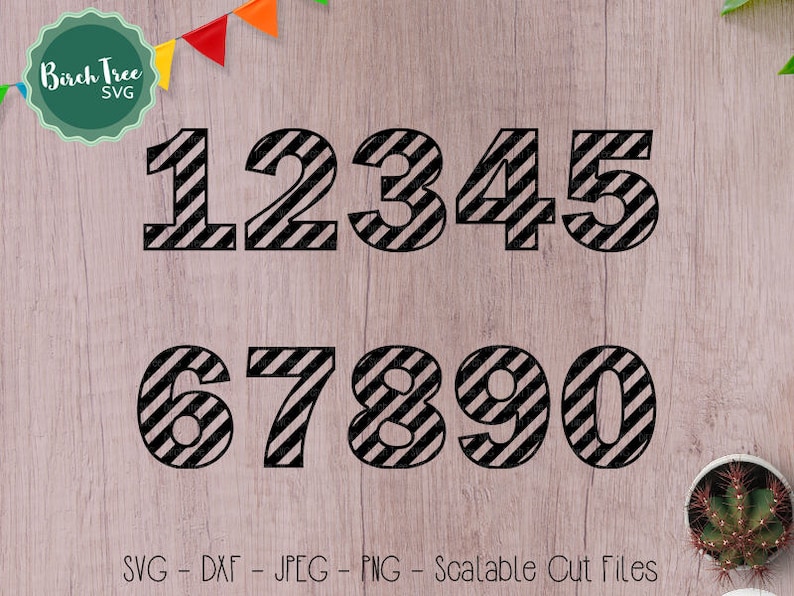 Striped Number Svg Number Svg Birthday Svg Birthday Party - Etsy