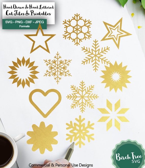 Snowflake SVG Snowflake Clipart Heart SVG Christmas SVG - Etsy