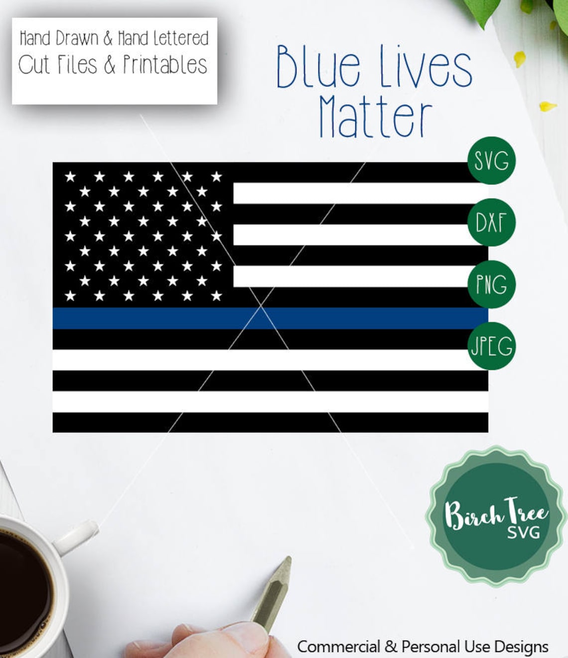 Thin Blue Line Flag SVG Blue Lives Matter SVG Police Officer - Etsy