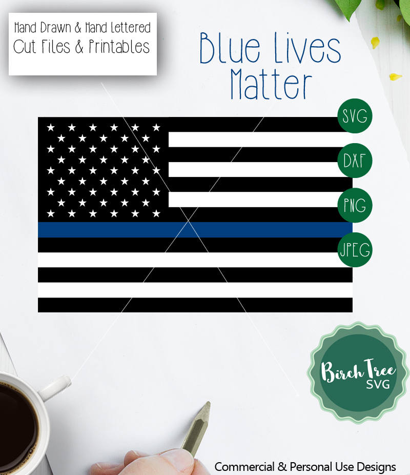 Thin Blue Line Flag SVG Blue Lives Matter SVG Police Officer | Etsy