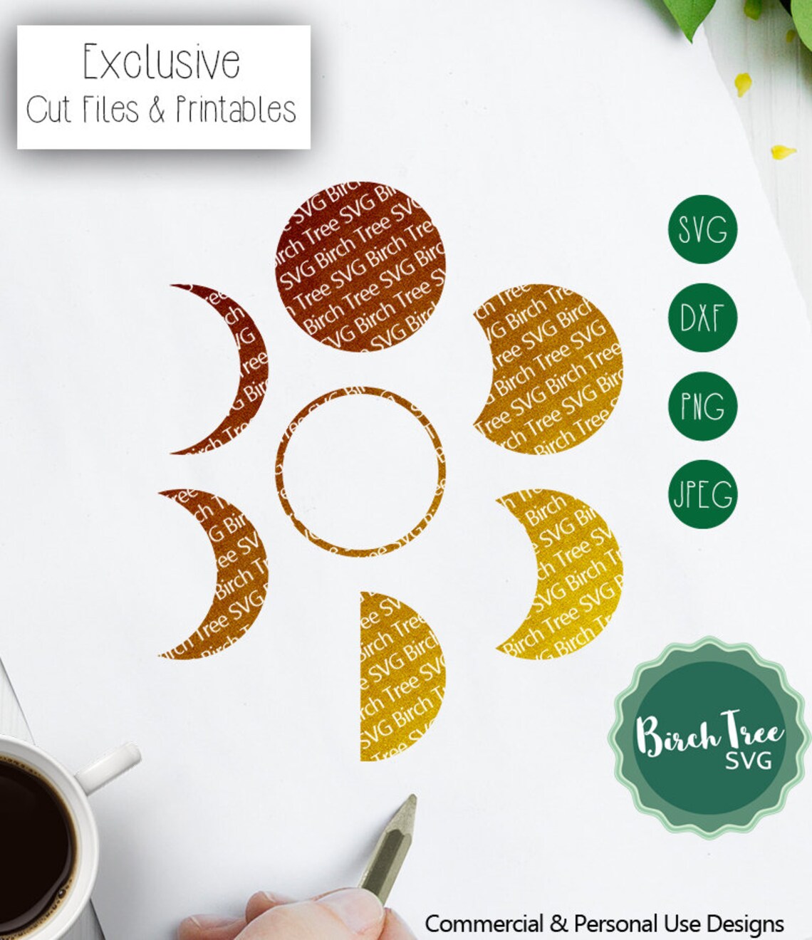 Moon Phases SVG Cut File Moon Svg Half Moon SVG Moon Clipart - Etsy