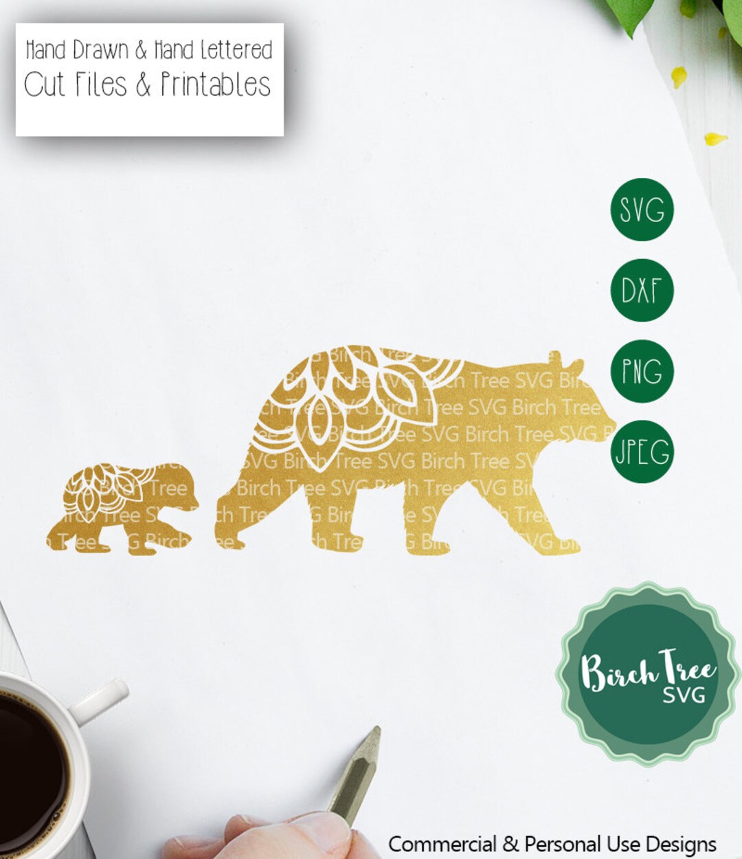Bear and Cub Mandala Svg Cut File, Bear and Cub Svg, Mandala SVG Mama ...