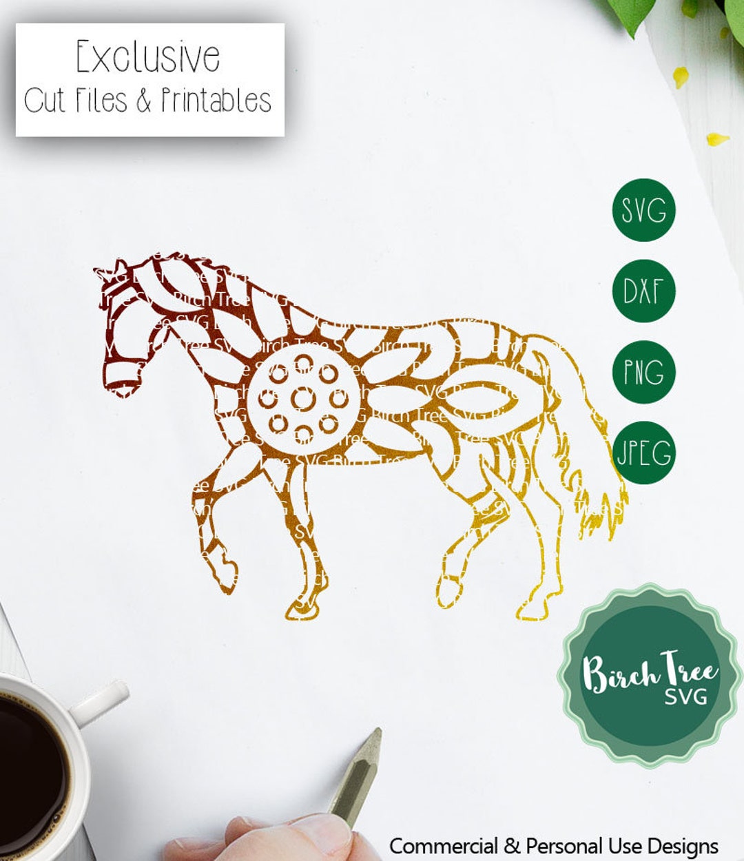 Horse Mandala Svg, Horse Silhouette Svg Cut File, Mandala SVG, Horse ...